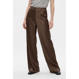 Y.A.S Damen Anzughose "YASPELLA HW WIDE PANTS S. NOOS"chocolate braun, Gr. L, gl&auml;nzend, unifarben, Web, Obermaterial: 97% Polyester, 3% Elasthan,