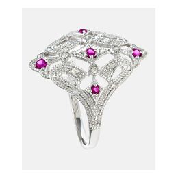 Diamant L'&eacute;ternel Ring aus 375 Wei&szlig;gold mit Diamant mit Rubin | Gr.: 49