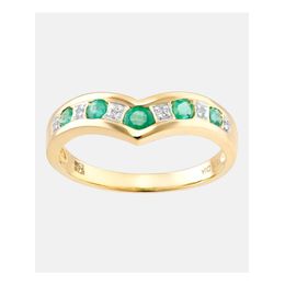 Diamant L'&eacute;ternel Ring aus 375 Gelbgold mit Diamant mit Smaragd | Gr.: 49