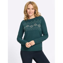 Sieh an! Langarm-Pullover in petrol-sand | Gr.: 46