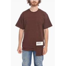 Ambush Baumwoll-T-Shirt mit Rundhalsausschnitt und Taillentasche in Braun