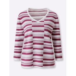 Sieh an! 3/4-Arm-Pullover in malve-mauve-gemustert | Gr.: 38