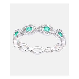 Diamant L'&eacute;ternel Eternity-Ring aus 375 Wei&szlig;gold mit Diamant mit Smaragd | Gr.: 51
