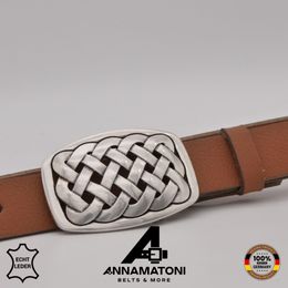 AnnaMatoni Damen Lederg&uuml;rtel "AnnaMatoni Damen Leder G&uuml;rtel 2,5cm Breit echt Leder G&uuml;rtel Made"cognac 640, Gr. 80, 100% Leder, G&uuml;rtel