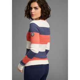 Kangaroos Damen Rundhalspullover, bunt, Gr. 48, kontrastfarbene Details, Rippstrick, Obermaterial: 50% Baumwolle, 50% Polyacryl, Pullover, aus