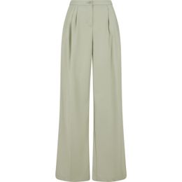 Urban Classics Damen Stoffhose "Urban Classics Ladies Wide Leg Pants", beige, Gr. 32, unifarben, 80% Polyester, 20% Elasthan, Hosen