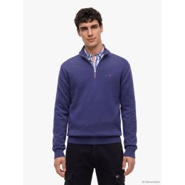 Tommy Jeans Herren Strickpullover "TJM SLM ESS LIGHT &frac14; ZIP SWTR EXT", blau, Gr. M, Strick, Obermaterial: 100% Baumwolle, Pullover, Mit