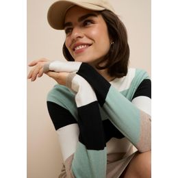 Tamaris Damen Strickkleid "aus angenehmer Viskosemischung"sanftes wei&szlig;, mint gestreift, Gr. 34, gestreift, Feinstrick, Obermaterial: 50% Viskose, 28%
