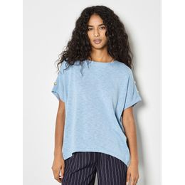 Apricot Damen Stricktop "Strick-T-Shirt", blau, Gr. 36, Strick, Obermaterial: 60% Baumwolle CO. 40% Viskose CV., Tops, mit dekorativen Kn&ouml;pfen