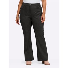 sheego Damen Bootcuthose, schwarz, Gr. 48, unifarben, 79% Polyester, 19% Viskose, 2% Elasthan, Hosen