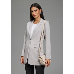 Laura Scott Damen Sweatblazer, beige, Gr. 38, meliert, Milano Rib, Obermaterial: 68% Polyester, 28% Viskose, 4% Elasthan, Blazer, melierte Optik, mit