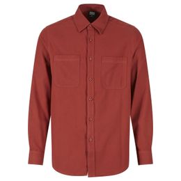 Urban Classics Herren Langarm-Poloshirt "Urban Classics Herren Flanell Shirt", rot, Gr. XXL, unifarben, 100% Baumwolle, Shirts