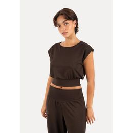 Smilodox Crop Shirt Jorina in Braun | Gr.: L