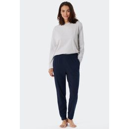 Schiesser Damen Pyjamahose "Mix + Relax", Gr. 36, blau, Single Jersey, Obermaterial: 95% Baumwolle, 5% Elasthan, Hosen, Single-Jersey-Qualit&auml;t, bequem