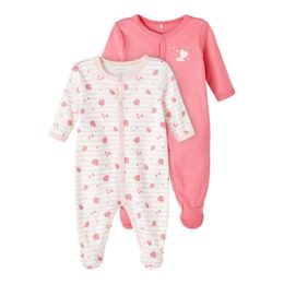 name it 2er Pack Baby Strampler mit Print und Kn&ouml;pfen in Rosa | Gr.: 92