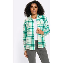 Classic Basics Damen Fleecejacke, gr&uuml;n, Gr. 40, gemustert, kariert, mehrfarbig, 100% Polyester, Jacken