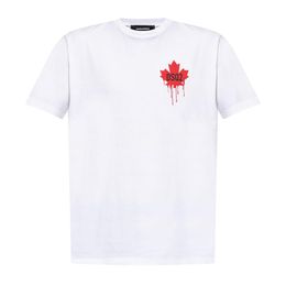 Dsquared2 Kleines Wei&szlig;es T-shirt Mit Tropfendem Ahornblatt-logo