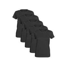 Cotton Prime 5 St&uuml;ck Damen T-Shirt O-Neck - Tee in schwarz | Gr.: XXL