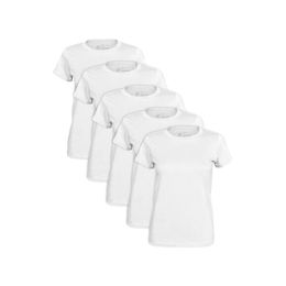 Cotton Prime 5 St&uuml;ck Damen T-Shirt O-Neck - Tee in weiss | Gr.: XL