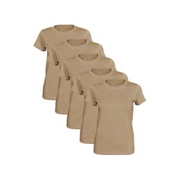 Cotton Prime 5 St&uuml;ck Damen T-Shirt O-Neck - Tee in greige | Gr.: XXL