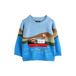 next Pullover Jungen Gr&ouml;&szlig;e 110 azur / himmelblau / braun / rot
