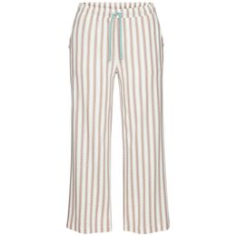 Damen Pyjamahose, VIVANCE DREAMS BY LASCANA, Gr. 44, beige, Single Jersey, Obermaterial: 50% Baumwolle, 50% Viskose, gestreift, Basic, Hosen, mit