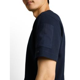 Tom Tailor Herren Kurzarmshirtsky captain blau, Gr. M, unifarben, Piqu&eacute;, Obermaterial: 60% Baumwolle, 40% Polyester, Shirts, Sommershirt mit kurzer