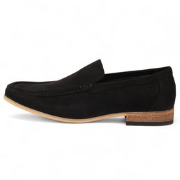 Herren Loafer aus schwarzem Wildleder, leichte Slip-On-Freizeitschuhe