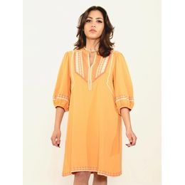 Odd Molly Kleid ' The Earth ' Damen Gr&ouml;&szlig;e 34 orange / wei&szlig; Sommerkleid