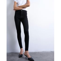 Topshop Damen Skinny-fit-Jeans "TSJONI HR SKINNY DNM JEANS BL NOOS", schwarz, Gr. 26, clean, unifarben, Denim/Jeans, Obermaterial: 70% Baumwolle, 25%