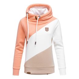 REPUBLIX Kapuzenpullover MAYA in Corall/Wei&szlig;/Beige | Gr.: 3XL