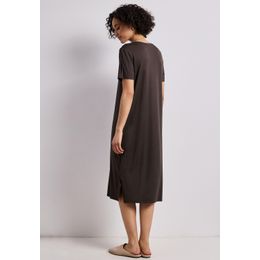 Street One Damen Midikleidespresso braun, Gr. 38, unifarben, Stoff, 95% Viskose, 5% Elasthan, Kleider, in Unifarbe