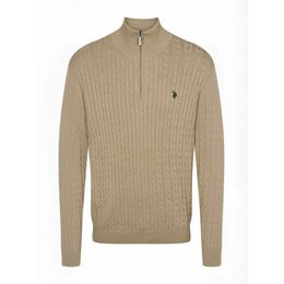 U.S. Polo Assn. Pullover ' UMRomeo Half-zip ' Herren Gr&ouml;&szlig;e L beigemeliert