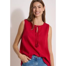 Cecil Damen Blusentop, rot, Gr. XXL, unifarben, Web, 75% Baumwolle, 25% Modal, Blusen, mit geschlitztem Rundhalsausschnitt