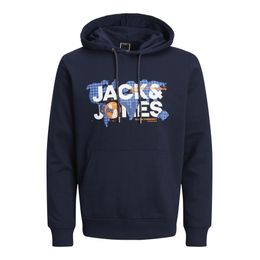 Jack & Jones JACK & JONES Sweatshirt 'JJDust' male size XS Navy / Smoke blue / Orange / White