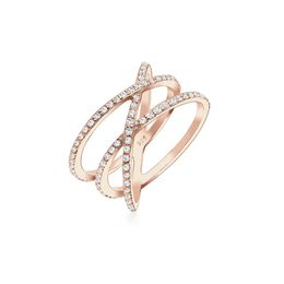 Elli Ring 925 Sterling Silber Kreuz in Rosegold | Gr.: 52