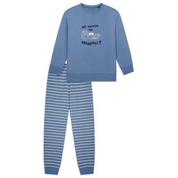 Schiesser Schlafanzug Comfort Cotton in Blaugrau | Gr.: 140