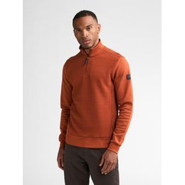 PETROL INDUSTRIES Baumwollpullover mit kurzem Rei&szlig;verschluss forgecrest in Orange | Gr.: S