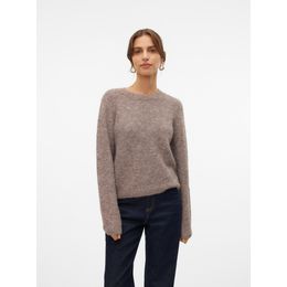 V&eacute;ro Moda VERO MODA Damen Strickpullover "VMNOVAH LS O-NECK PULLOVER GA NOOS", braun, Gr. L, meliert, Strick, Obermaterial: 70% Polyester, 21% Nylon, 8% Wolle,