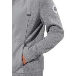 WITT Damen Shirtjacke mit weitenregulierbarer Kapuze, steingrau-meliert, Gr&ouml;&szlig;e 50