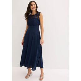 bonprix Damen Maxikleid "Maxikleid mit Spitze", blau, festlich, Gr. 38, unifarben, Spitze, Obermaterial: 100% Polyester. Futter: 100% Polyester.