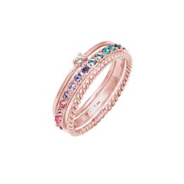 Elli Ring-Set 'Rainbow' Damen Gr&ouml;&szlig;e 52 rosegold / mischfarben