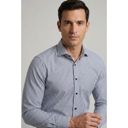 OLYMP Herren Businesshemd "Level Five body fit", blau, Gr. 45, Web, Obermaterial: 97% Baumwolle, 3% Elastolefin, Hemden, Italienische Knopfleiste
