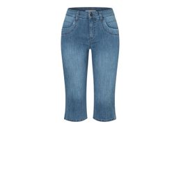 MAC Damen Caprijeans "CAPRI", blau, Gr. 48, Denim/Jeans, Obermaterial: 98% Baumwolle, 2% Elasthan, Jeans, Eingelegte Zierfalten am Saum