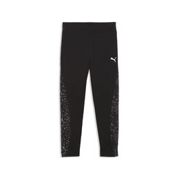 Puma Kinder Leggings "Puma Sport Animal 7/8-Leggings M&auml;dchen", schwarz, Gr. 128, bedruckt, Obermaterial: 5% Elasthan, 95% Baumwolle, Hosen