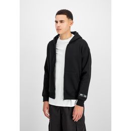 Herren Hoodie "Label Hoodie Zip Backprint", schwarz, Gr. S, Alpha Industries, Obermaterial: 80% Baumwolle, 20% Polyester, Sweatshirts