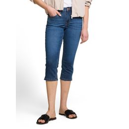 Tom Tailor Damen Caprijeans "TTLENE Slim", blau, Gr. 26, unifarben, Denim/Jeans, Obermaterial: 66% Baumwolle, 33% Polyester, 1% Elasthan. Futter: 65%