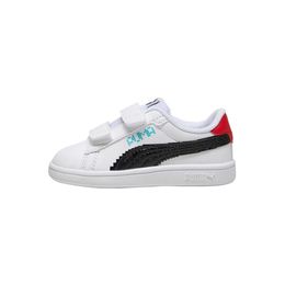 Junioren Smash 3.0 L Play Low Scratch Sneakers Puma Wei&szlig; Schwarz Aqua Rot | Gr.: 21