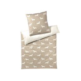 Elegante Bettw&auml;sche WE LOVE DOGS Dogs 24540 Natur-Beige - 7 in Natur-Beige - 7 | Gr.: 80 x 80 cm