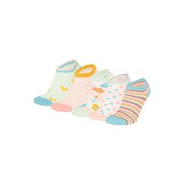 Yuhu M&auml;dchen Sneaker-Socken 5er Pack Blumen Herzen gestreift in Rosa | Gr.: 23-26